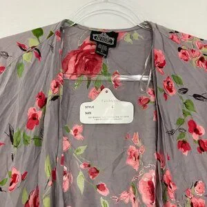 Angie | Jackets & Coats | New Angie Size Large Gray Red Floral Open ...